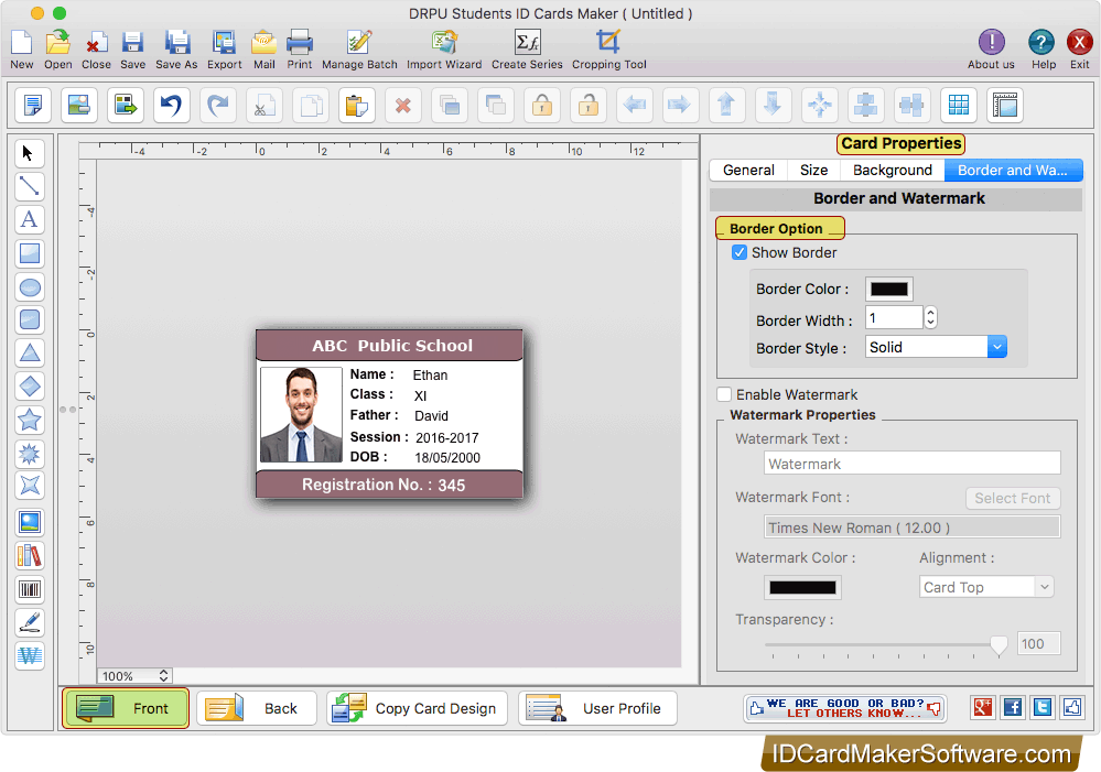 Screenshots of Students ID Cards Maker for Mac for designing student ID ...
