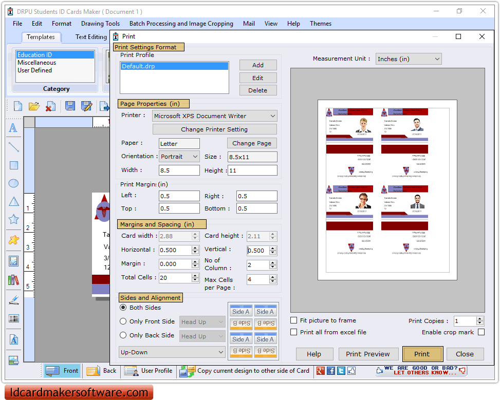 Screenshots of Student ID Cards Maker to create student ID cards